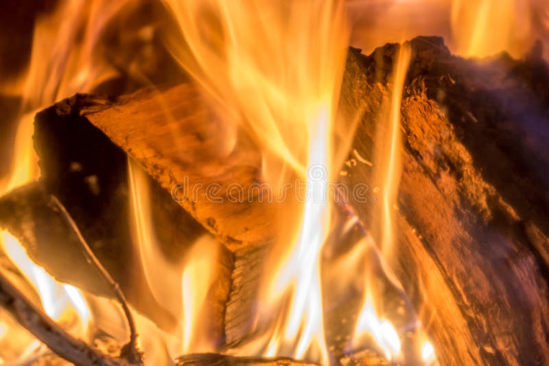 Logs Burn in the Fireplace in a Romantic Fire Stock Image - Image of ...