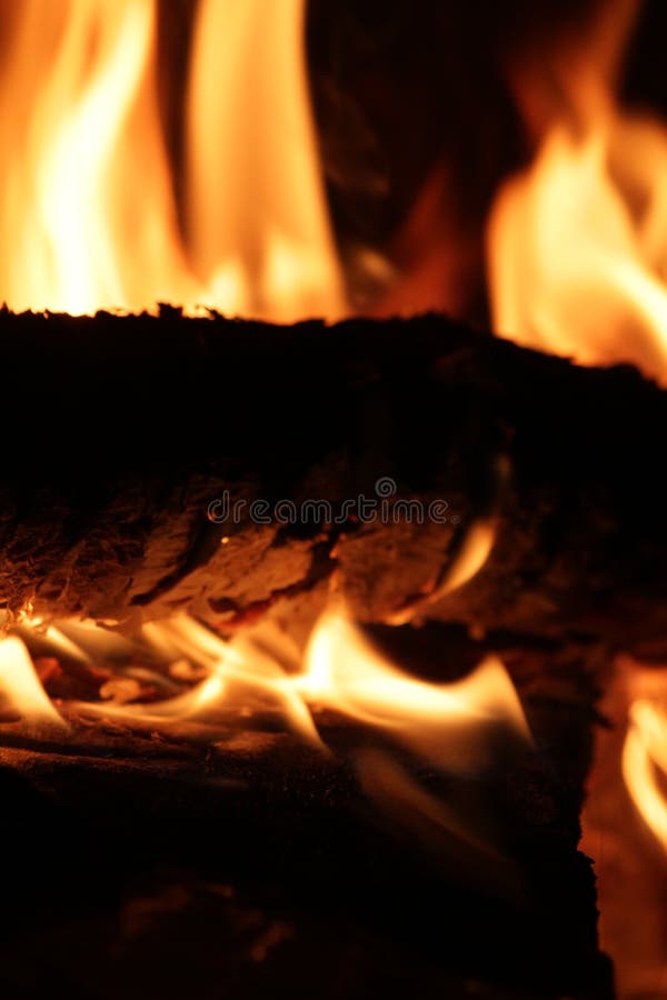 Logs Burning with Flames in a Fireplace Stock Image - Image of danger ...