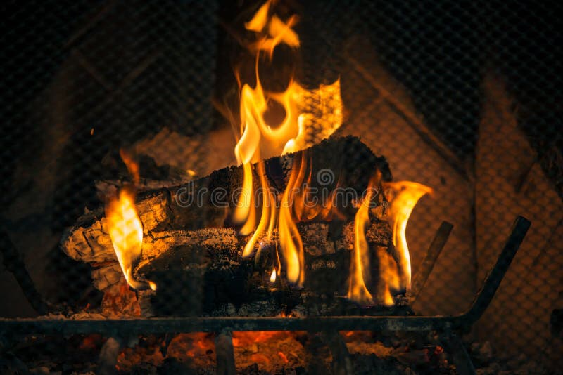 Logs Burning Inside Fireplace Stock Photo - Image of fiery, dioxins ...