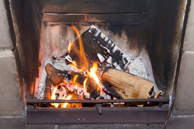 Logs Burning on an Open Fire. Stock Photo - Image of heating, logs ...