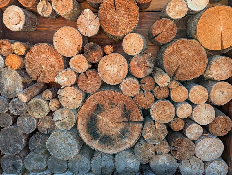 Logs of Firewood in Cross Section Stock Photo - Image of forest ...