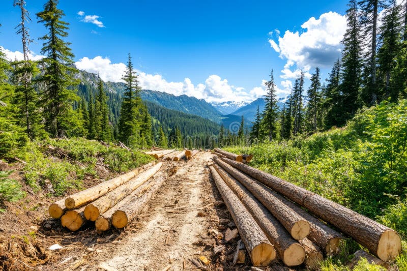 Logs in the Forest, Symbolizing the Harvesting and Processing of Wood ...