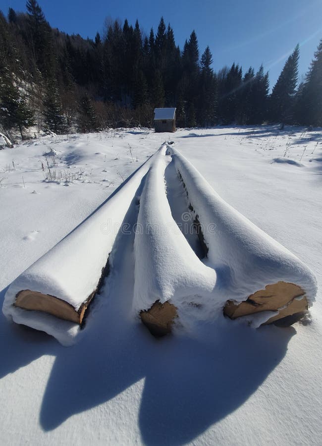 Three Logs on the Mountain Road Stock Photo - Image of themountains ...