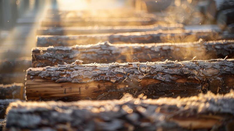 Logs in a Sawmill the Raw Material for Timber Processing, a Close-Up ...