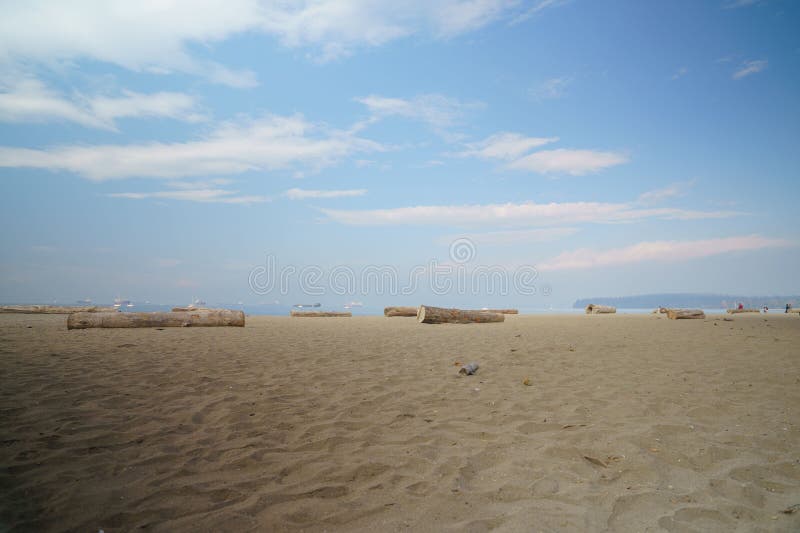 Logs Used for Seating on the Sandy Beach Stock Image - Image of coast ...