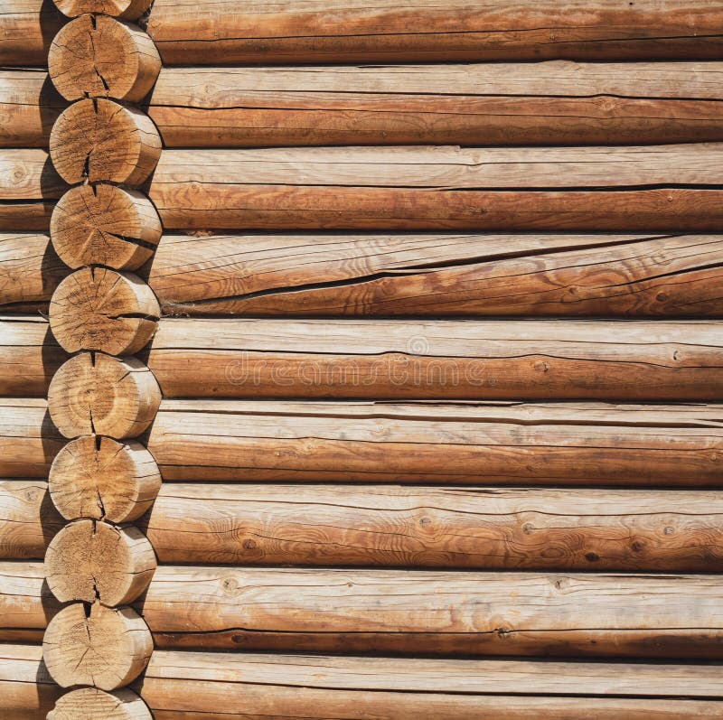 Logs on the Wall with a Log Frame As a Background Stock Image - Image ...