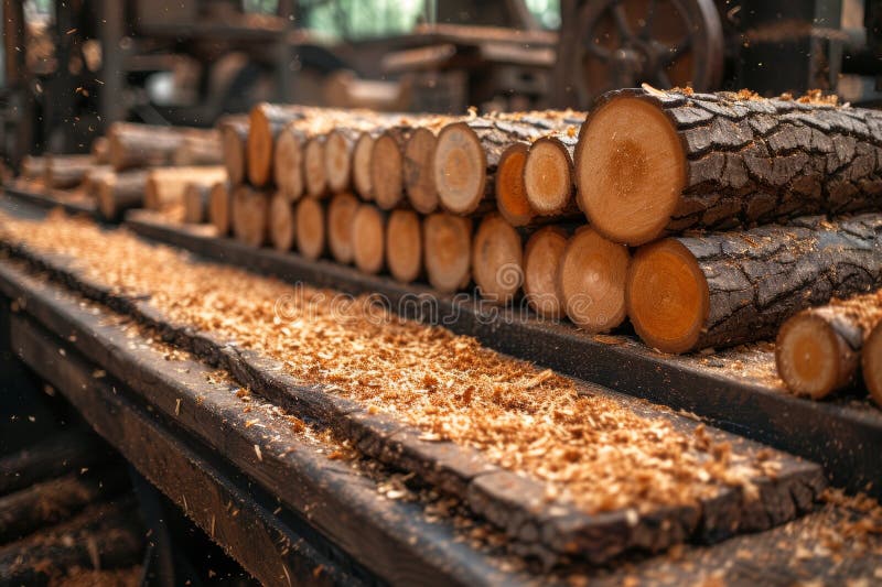 Logs and Wood Waste in a Sawmill Processing Raw Materials for Various ...