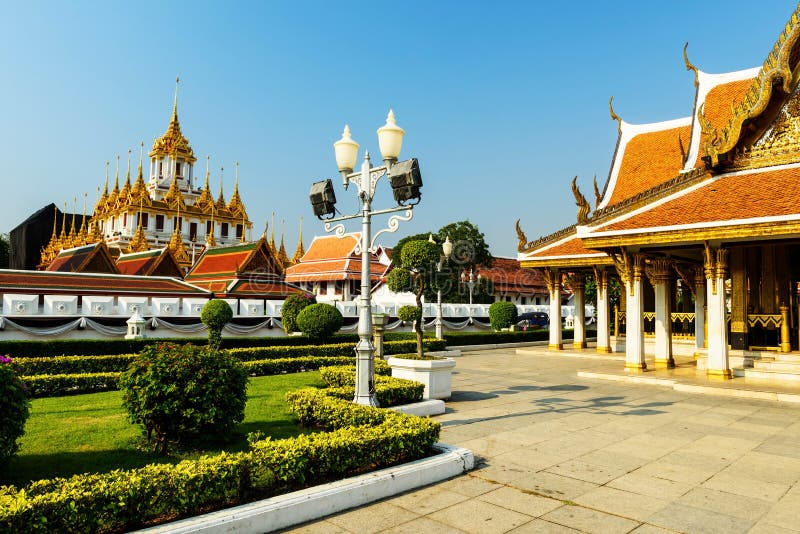 Loha Prasat of Wat Ratchanadda, Bangkok Stock Image - Image of park ...