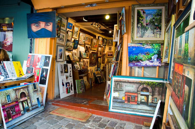 Loja Da Arte Em Montmartre, Paris Fotografia Editorial - Imagem de ...