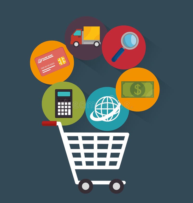 Lokalisierte Ikone Des Warenkorbes Einkaufen Vektor Abbildung ...