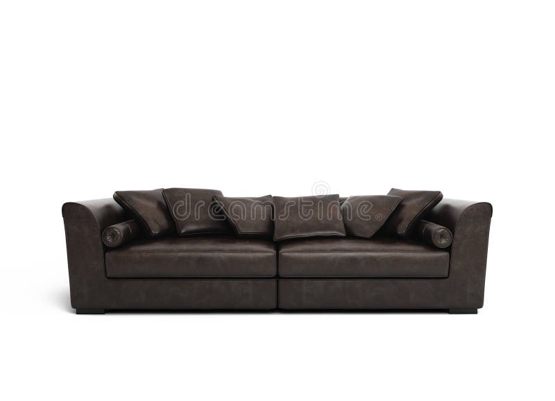Lokalisiertes Braunes Ledernes Sofa Stockbild - Bild von möbel, sofa ...