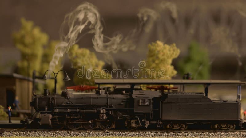 Lokomotive Model with Smoke. Stock Image - Image of nostalgia, platform ...