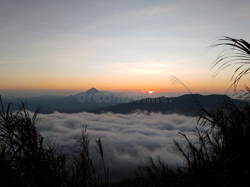 Lokon mountain mist stock image. Image of mist, dawn - 343161447