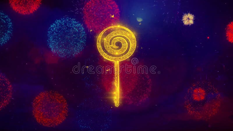 Lollipop Candy Icon Symbol on Colorful Fireworks Particles. Stock ...