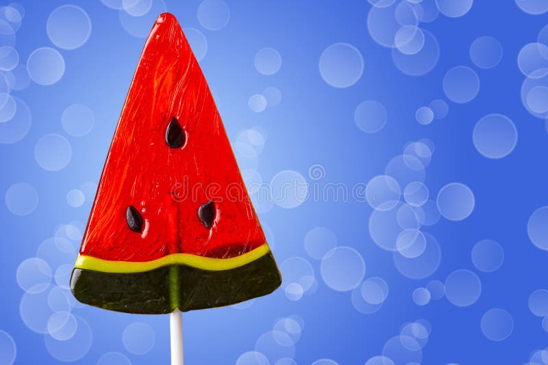 Lollipop in the Form of a Watermelon Stock Photo - Image of blue ...
