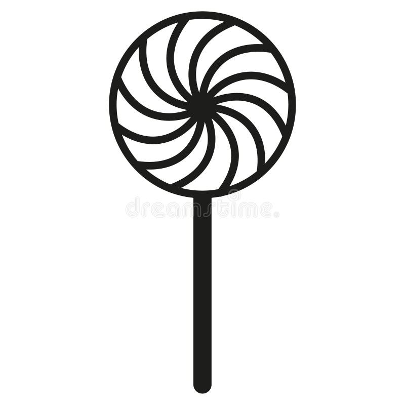 Lollipop Icon. Spiral Candy Vector. Round Sweet Shape. Black Swirl Pattern Stock Illustration ...