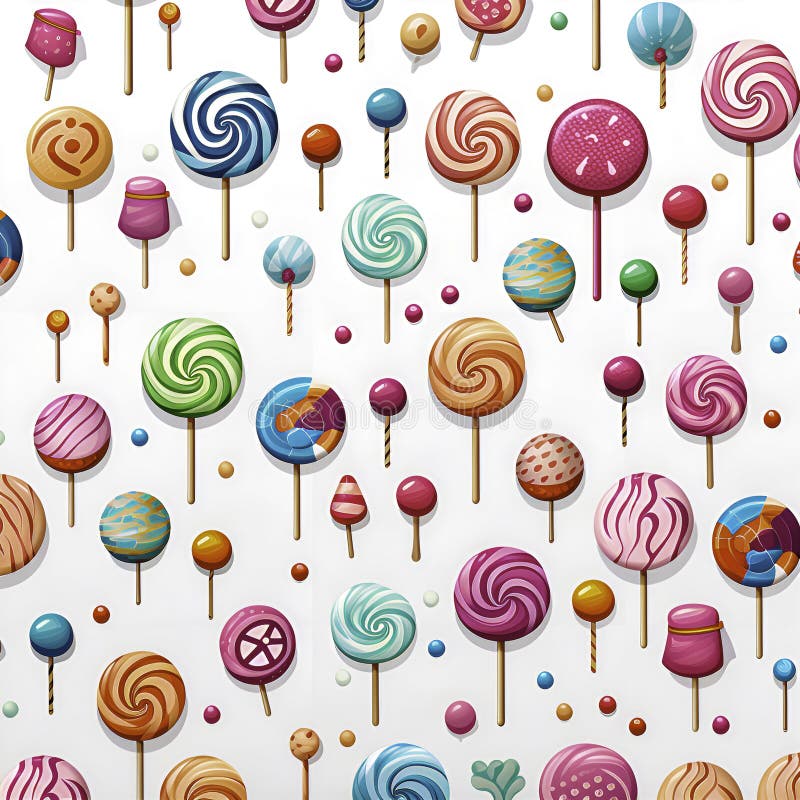 Lollipop Pattern on White Background Stock Illustration - Illustration ...