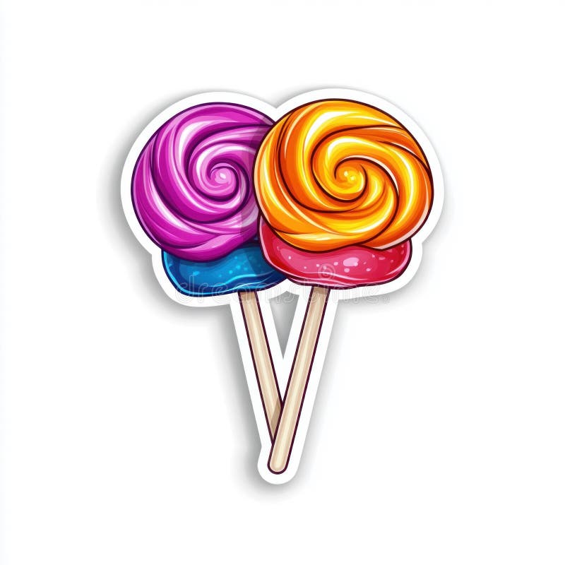 Lollipop Sticker in Cartoon Style Stock Illustration - Illustration of ...