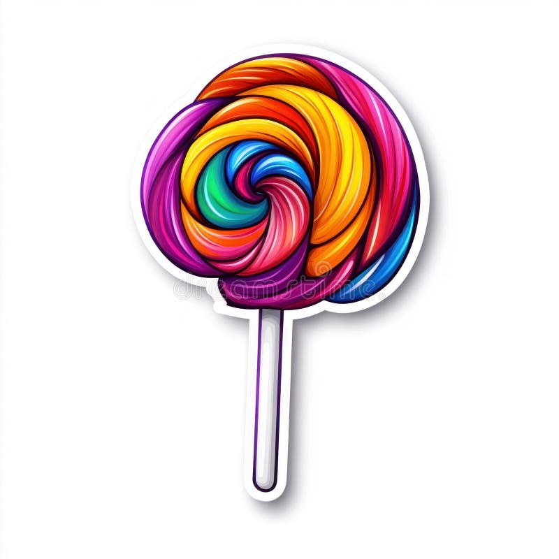Lollipop Sticker in Cartoon Style Stock Illustration - Illustration of ...