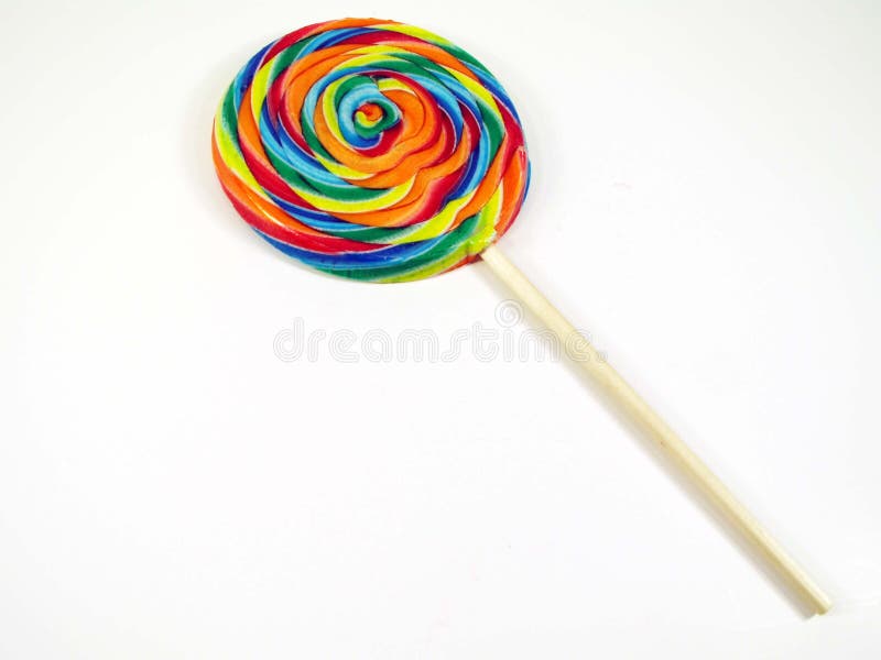 Large Rainbow Lollipop Swirl on a Stick Isolated Stock Image - Image of ...