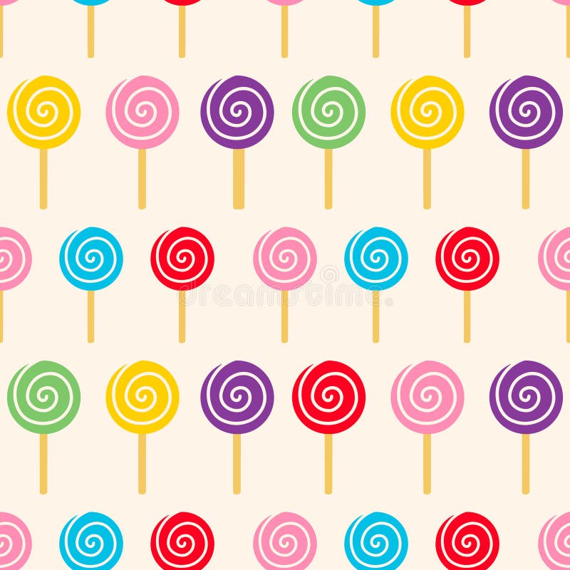 Lollipop Vector Seamless Pattern Design Stock Vector - Illustration of ...