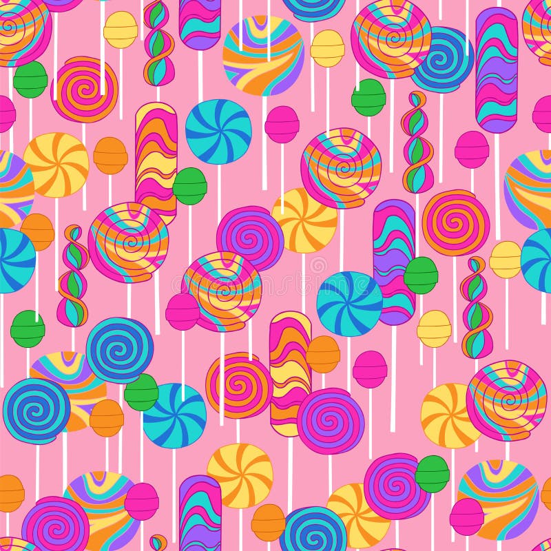 Lollipops Candy Repeat Pattern Stock Vector - Illustration of drawn ...