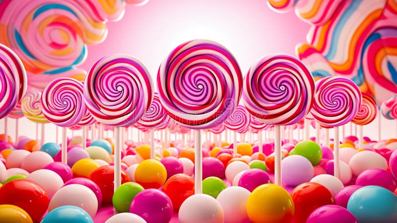 Lollipops and Different Colored Round Candy. Colorful Sweets Stock ...