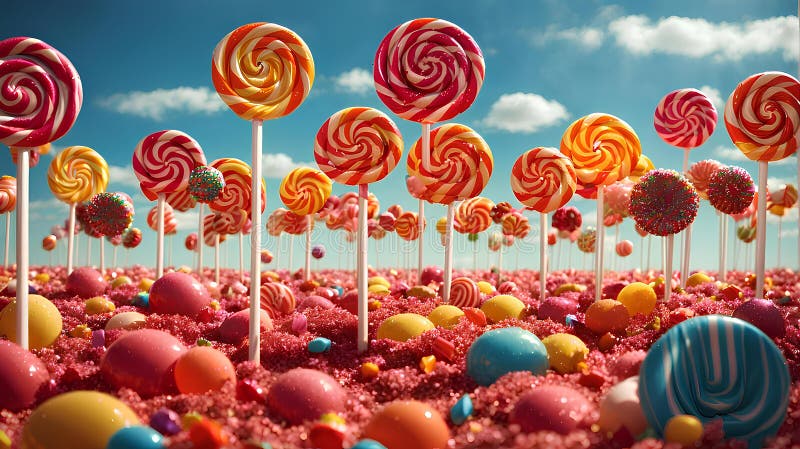 Lollipops Growing from the Ground Stock Illustration - Illustration of ...