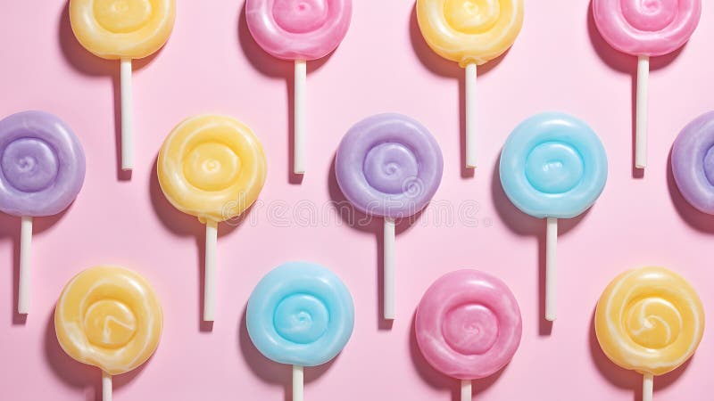 Lollipops on Pink Background Stock Illustration - Illustration of ...