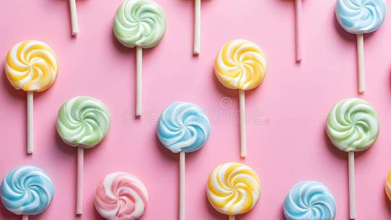 Lollipops on Pink Background Stock Illustration - Illustration of ...