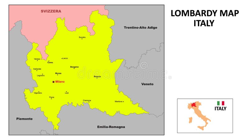 Lombardy Map. State and District Map of Lombardy Stock Vector ...