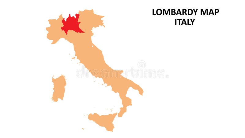 Lombardy Regions Map Highlighted on Italy Map Stock Vector ...