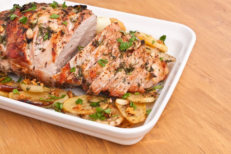 Lomo de cerdo asado foto de archivo. Imagen de horno - 41320452