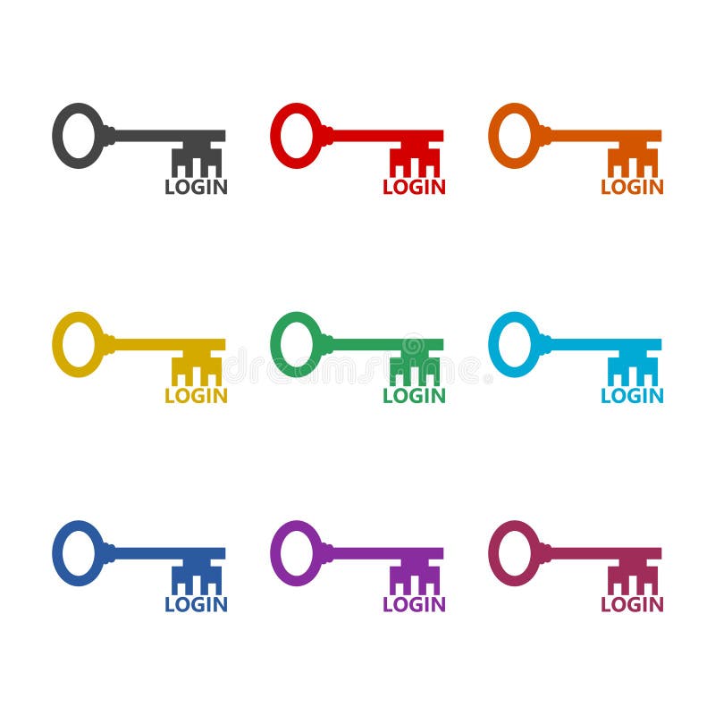 Lon in Key Color Icon Set on White Background Stock Illustration ...