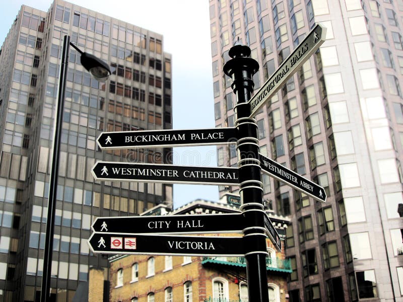 London Landmark Signs stock photo. Image of black, landmarks - 6778170