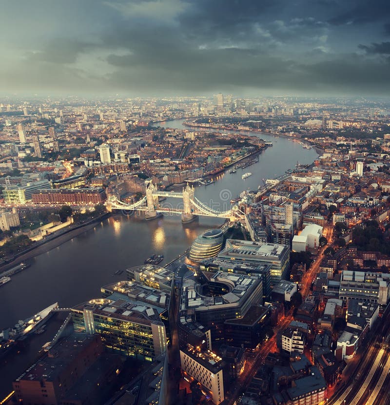 London Aerial View with Tower Bridge Editorial Photography - Image of ...