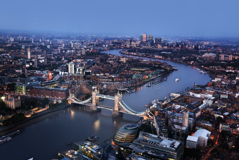 London Aerial View with Tower Bridge, UK Stock Photo - Image of bridge ...