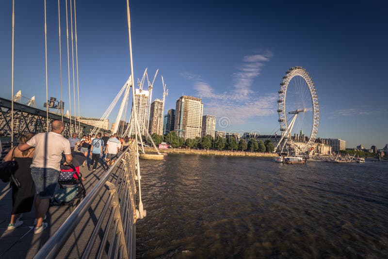 London - August 05, 2018: the London Eye in the Center of London ...
