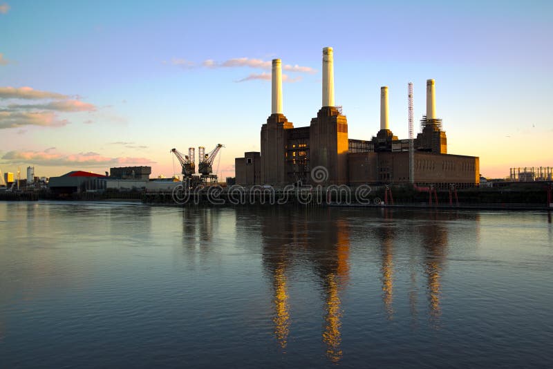 London Battersea Power Station at Sunset Stock Photo - Image of ...