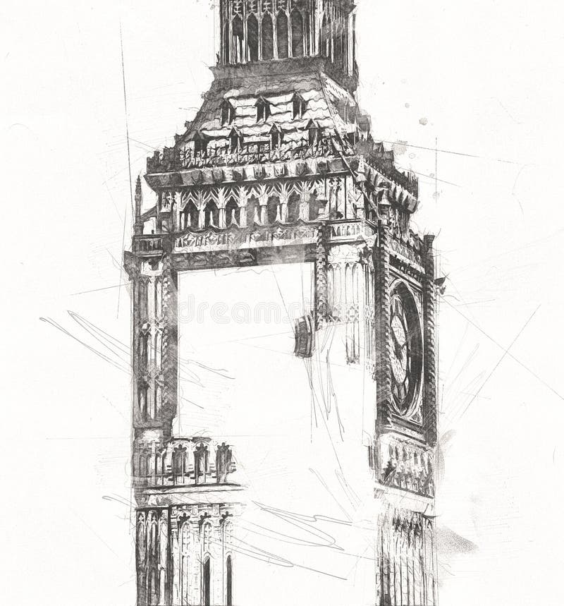 London Big Ben Art Drawing Sketch Illustration Fun Design Vintage Retro ... London Big Ben Art Drawing Sketch Illustration Fun Design Vintage Retro ...