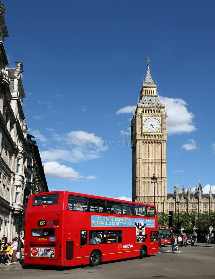 London, Big Ben and Double Decker Bus Editorial Stock Photo - Image of ...