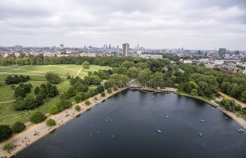 London Big Hyde Park in the City Chilling Aerial 3 Stock Photo - Image ...