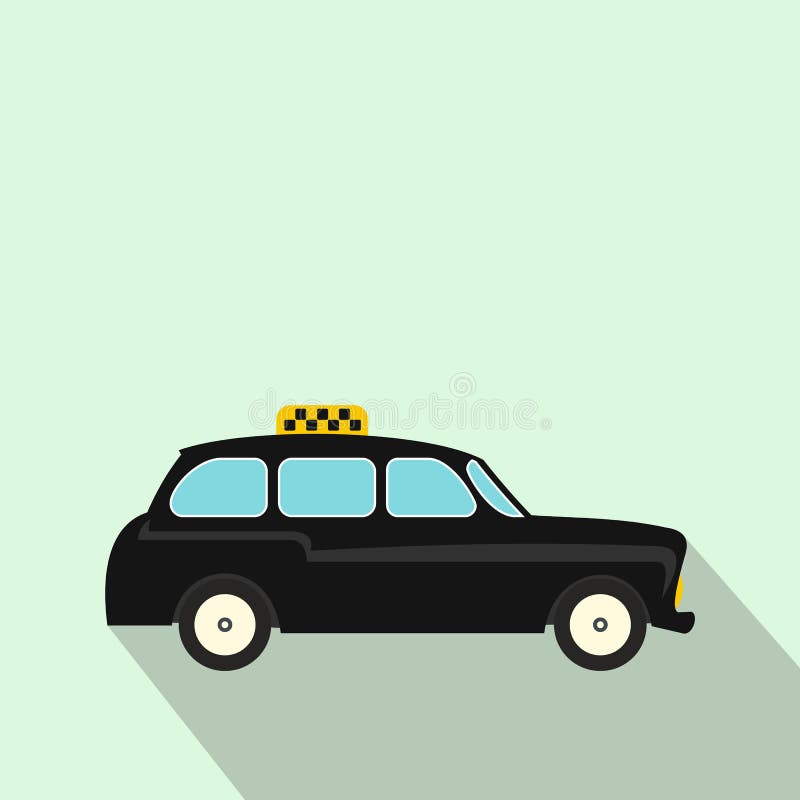 London Black Cab Icon, Flat Style Stock Vector - Illustration of ...