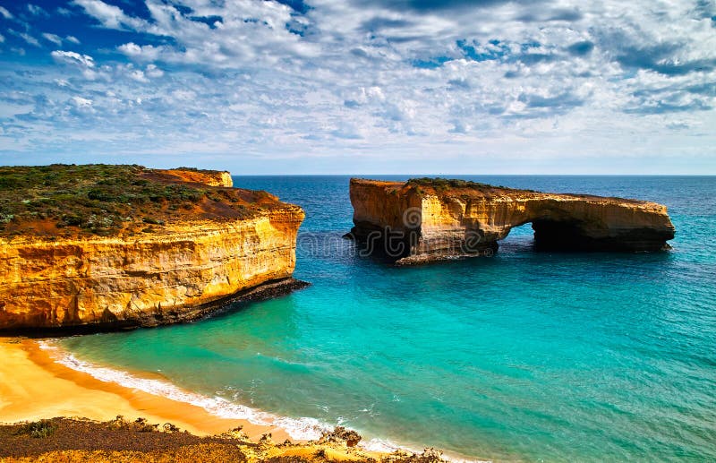 London Bridge of Great Ocean Road Stock Image - Image of eroded ...