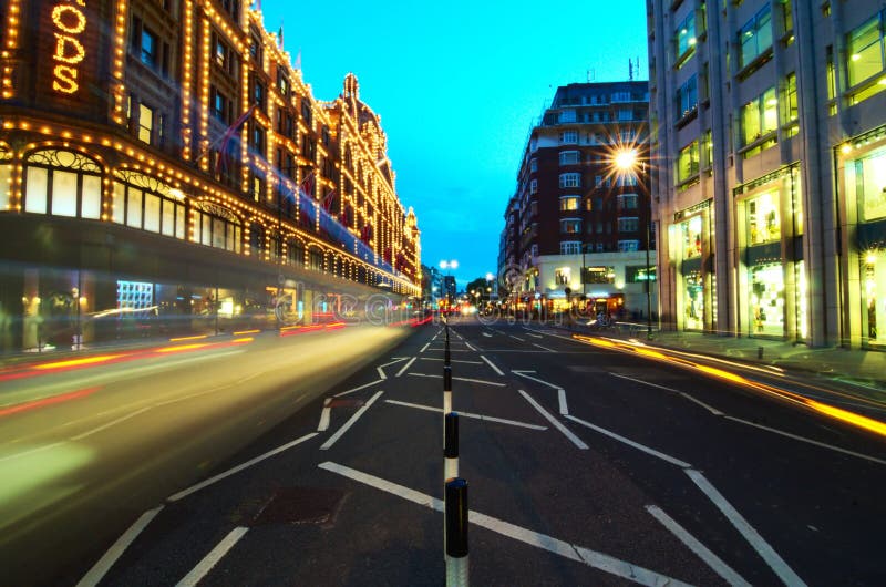 London Brompton Road at Sunset Stock Photo - Image of road, evening ...