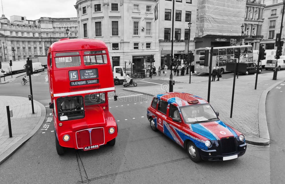 London bus and cab editorial photography. Image of cityscape - 28733077