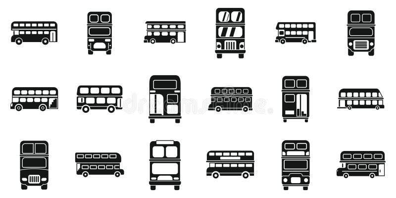 London Bus Icons Set Simple Vector. Double Decker Stock Vector - Illustration of england ...
