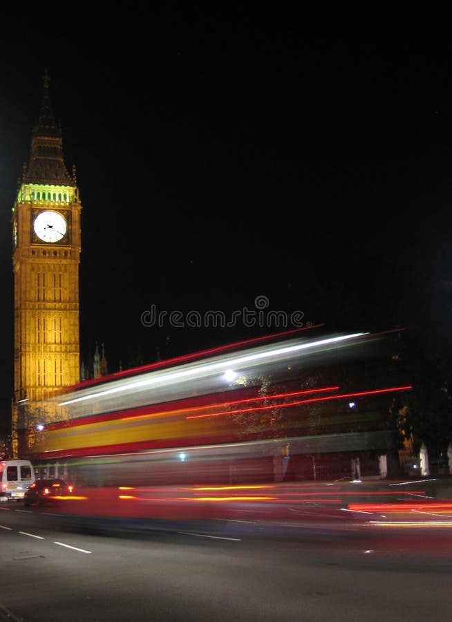 London bus at night stock photo. Image of parliament, decker - 2572768