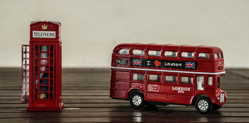 London bus and phone booth stock image. Image of miniatures - 44280563