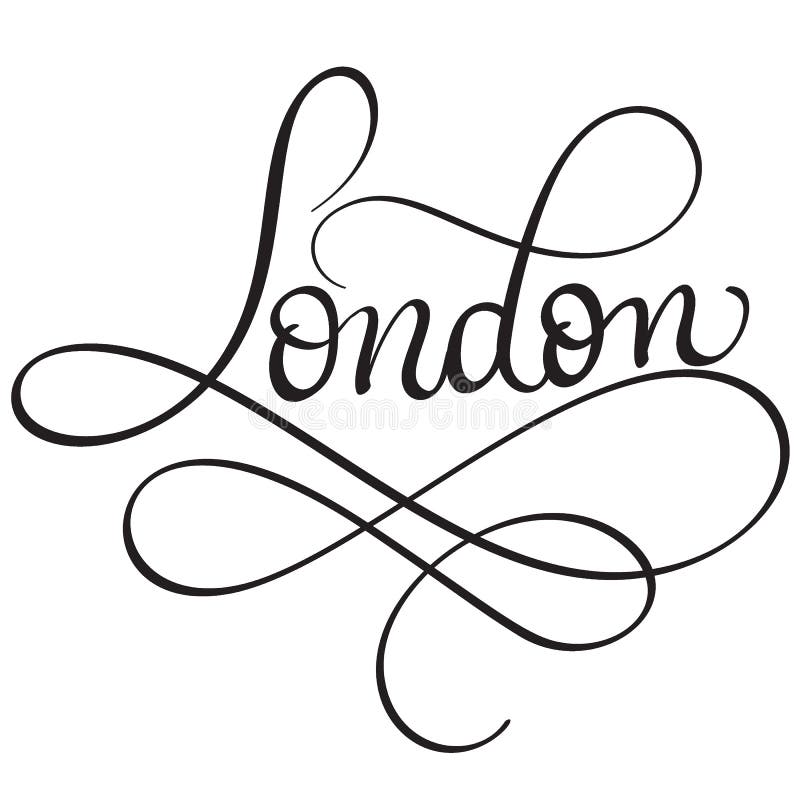London Calligraphy Lettering Word on White Background. Hand Drawn ...